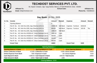 #1 Day Book Module in Vedmarg ERP, Types, Excel, PDF Formats