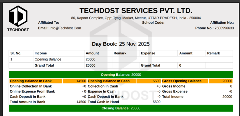#1 Day Book Module in Vedmarg ERP, Types, Excel, PDF Formats